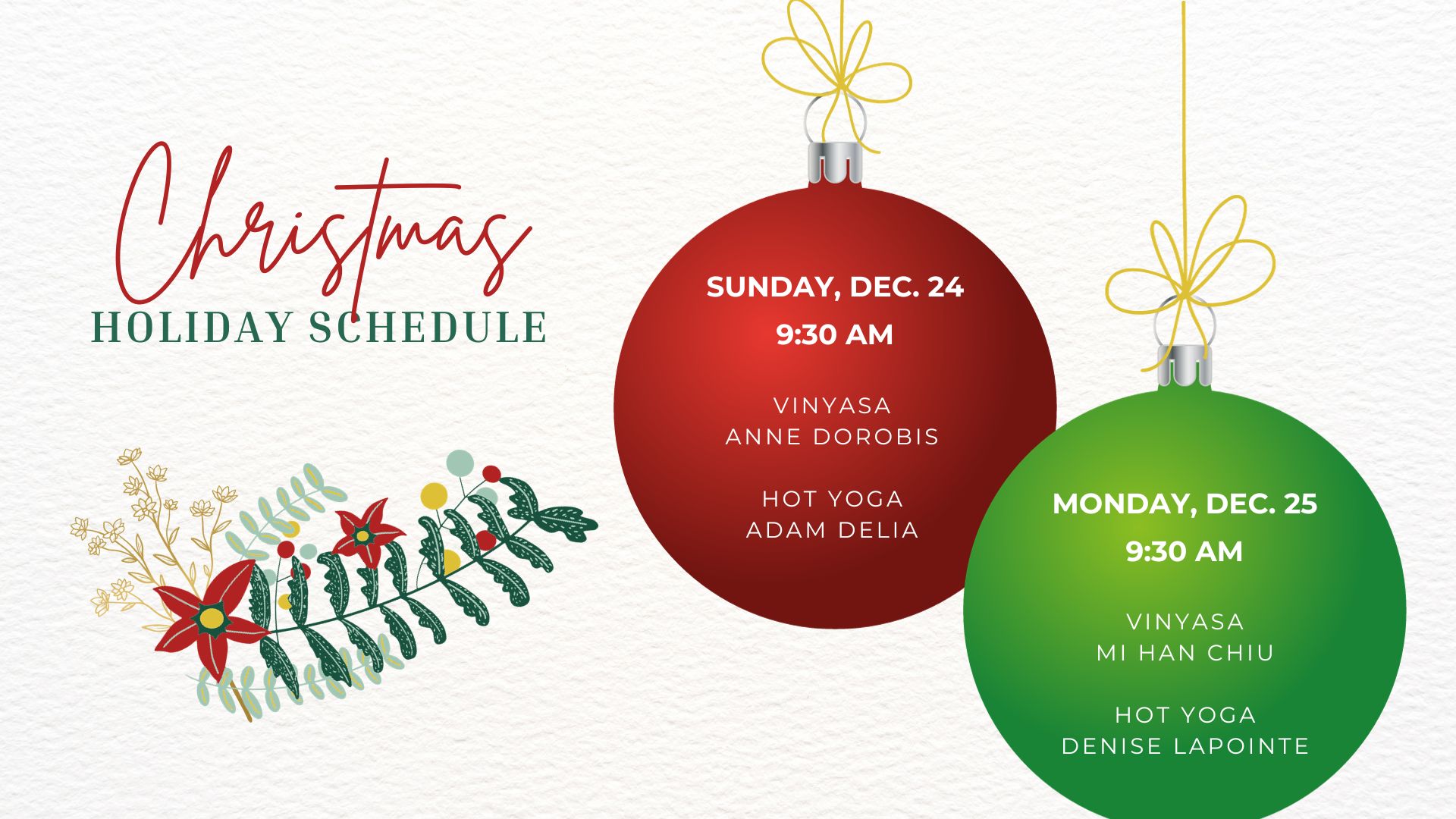 Christmas Holiday Schedule Living Yoga Christmas Holiday Schedule Living Yoga